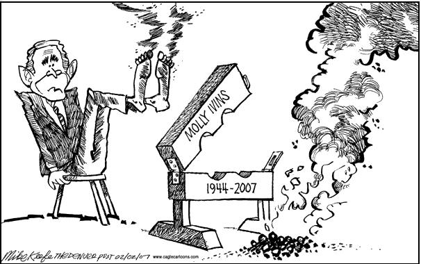 Molly Ivins, Bush’s fellow Texan and most disarming critic, is dead ...